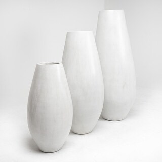 Artissance 24 in. H Light Gray Cement Hopson Vase Large Opening - Bed ...