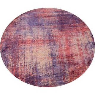 Contemporary Round Area Rug Handmade Abstract Wool Carpet - 6'7" x 6'6 ...