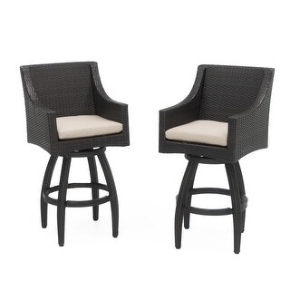 Deco 2 Piece Aluminum Outdoor Patio Swivel Barstools - Slate Grey - Bed ...