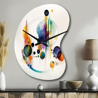 Multi-Color Watercolor Geometric Art I - Abstract Geometric Wall Clocks ...