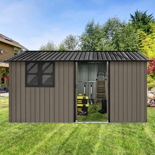 GDFStudio - Jasper Large Metal Garden Shed with Sliding Door, Window ...