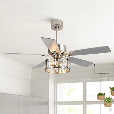 52'' 5 Blade Crystal Lighting Ceiling Fan for Bedroom Remote Control ...