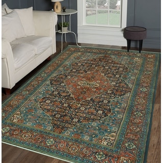 Noori Rug Fine Vintage Distressed Meral Navy/Rust Rug - 7'8" x 11'3 ...