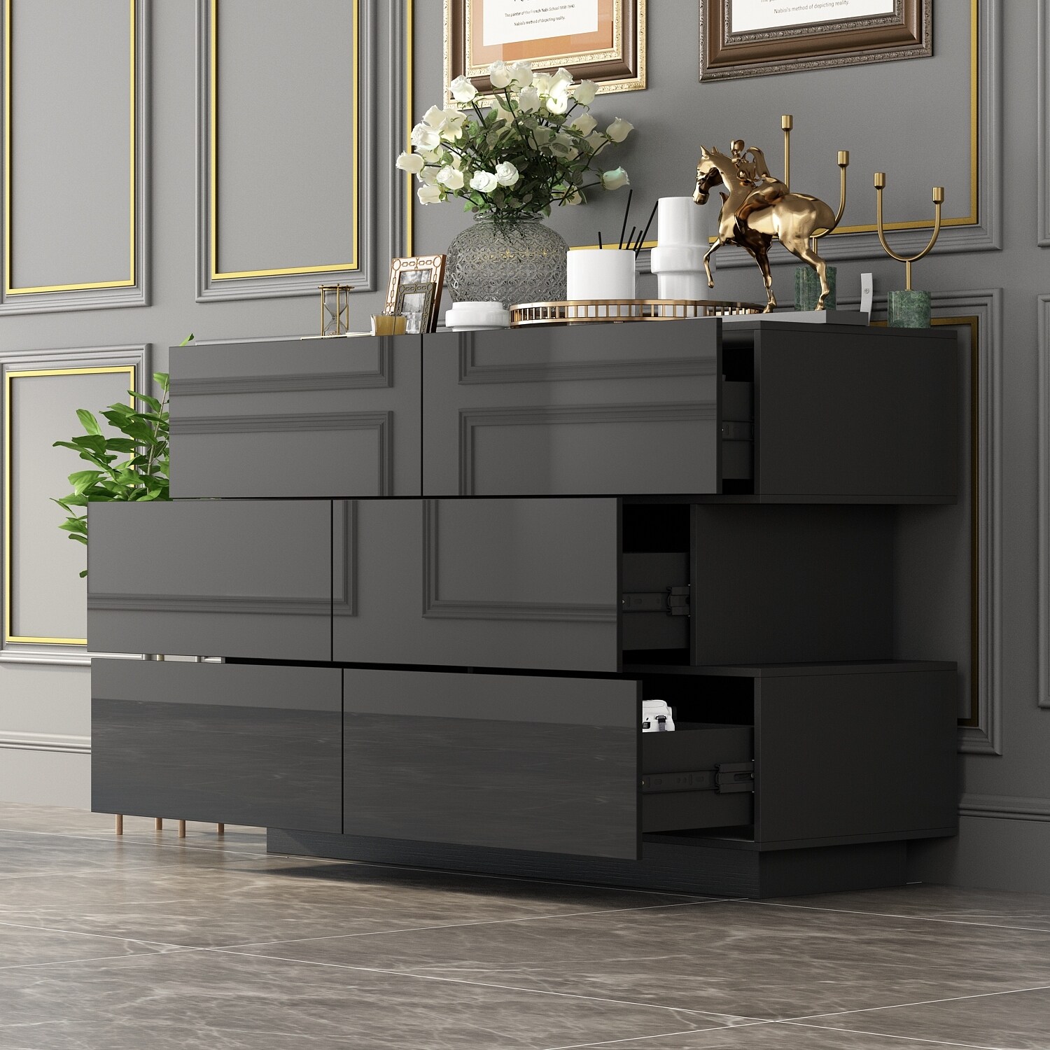 6 Drawers Dresser High Gloss Dresser Chest Off Set Design Buffet On Sale Bed Bath Beyond 37475632