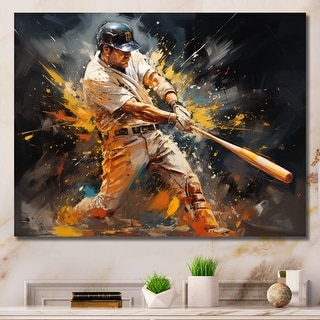 Designart "Baseball Abstract Home Run" Sports Wall Decor - Bed Bath ...