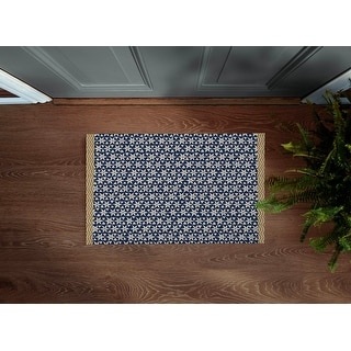 BULA FLOWER BLUE SQUARE with Rubberized non-slip Backing Indoor|Outdoor ...