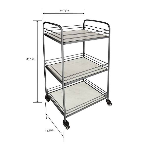 DesignStyles 3 Shelf Metal Cart with Tile Shelves and Wheels - Bed Bath ...