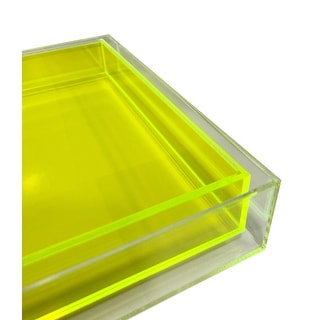 Green Encased Lucite Tray - Neon Green - 10x10x1.8 Inches - Bed Bath ...