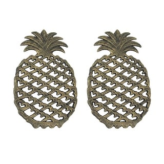 2 Piece Antique Bronze Finish Tropical Pineapple Cast Iron Trivet Set ...