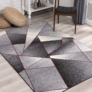 7' x 9' Gray and Red Prism Pattern Area Rug - 3'6" - Bed Bath & Beyond ...