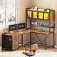 L Shaped Gaming Desk Computer Desk Pegboard 5 Drawers Storage Shelf ...