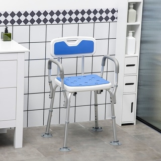 Adjustable Height Anti-slip Shower Chair with Arms and Back Tool-Free ...