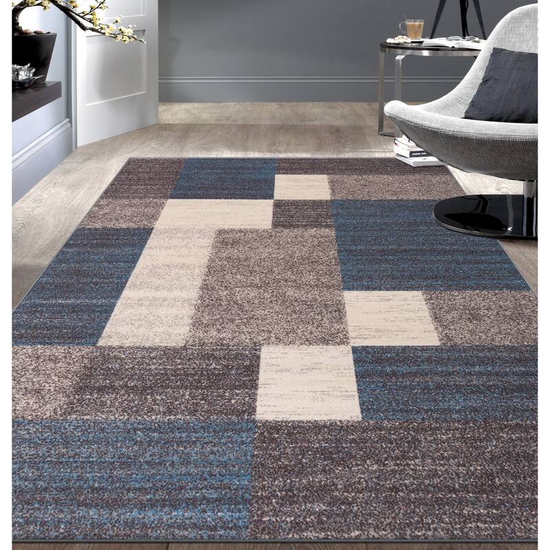 World Rug Gallery Modern Boxes Design Non-slip (Non-skid) Area Rug ...