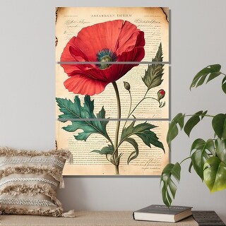 Designart "Blossoming Victorian Vintage Poppie VI" Floral Poppy Canvas ...