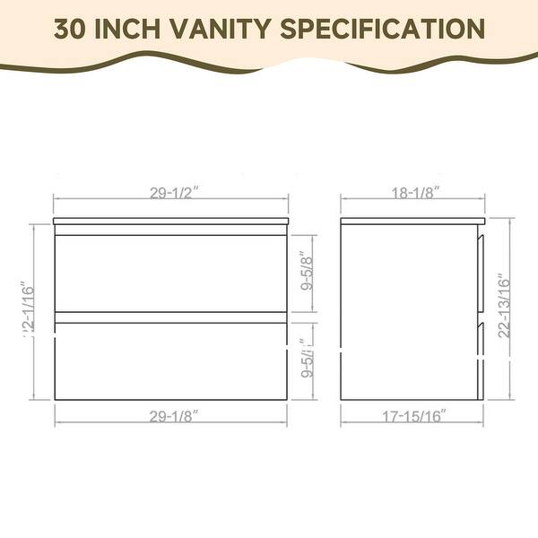 CB HOME 24''/30''/36''/48''/60'' Wall Mounted Bathroom Vanity with Sink ...