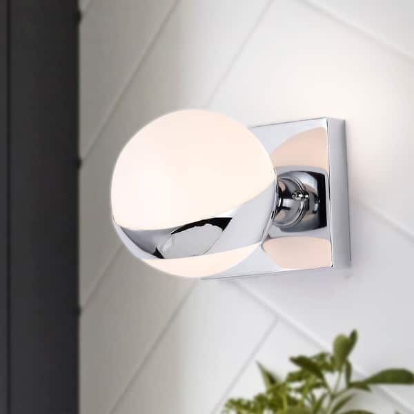 Sani 5 Inch Chrome Finish Orb Opaque Glass Wall Sconces 1 Light - Bed ...