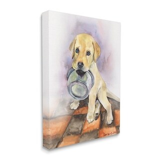 Stupell Hungry Labrador Puppy Dog Orange Tiles Canvas Wall Art - Bed ...