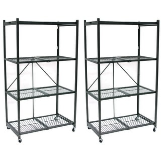 Origami 4 Tier Multipurpose Folding Storage Organizing Rack with Wheels ...