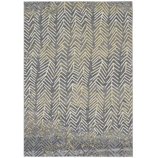 HomeRoots 10' X 13' Gray Yellow And White Abstract Stain Resistant Area ...