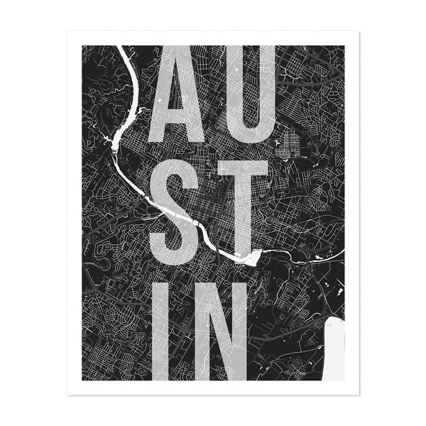 Austin Texas Austin Mono Street Map Text Overlay Art Print/Poster - Bed ...