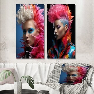 Avant Garde Glam And Pop Art Woman With Mohawk I - Woman Pop Art Metal ...