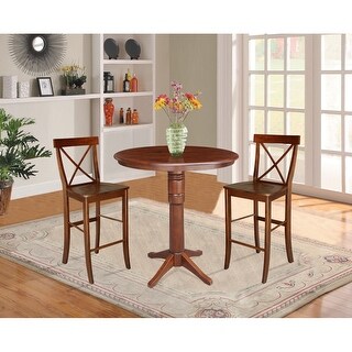 36" Round Pedestals Bar Height Table With 2 Barheight Stools - Bed Bath ...