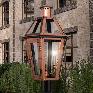 Luxury Rustic Outdoor Post Light, 25H x 13W, with Tudor Style, Rustic ...