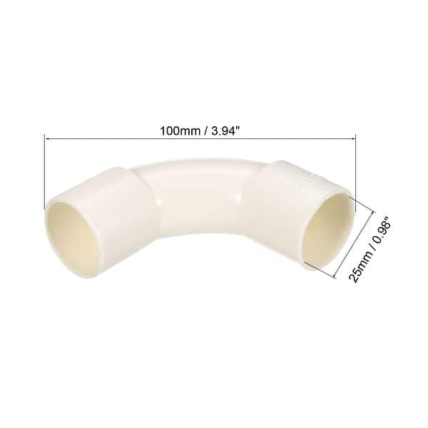 PVC Water Pipe Elbow Fitting 25mm ID 100mm Length Tube Adapter, White ...