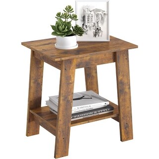 2-Tier End Table with Lower Shelf,Side Table for Small Spaces,Bedroom ...