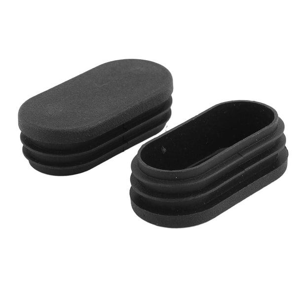 Table Feet Plastic Oval Design Tube Pipe Insert End Cap 30x60mm 10Pcs - Black - 1.18" x 2.36" x ...