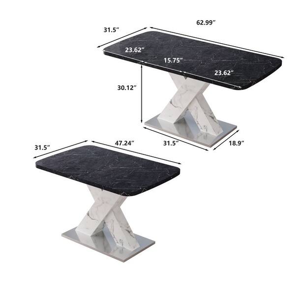 Modern Square Dining Table with Printed Marble and X-Shape Leg with ...