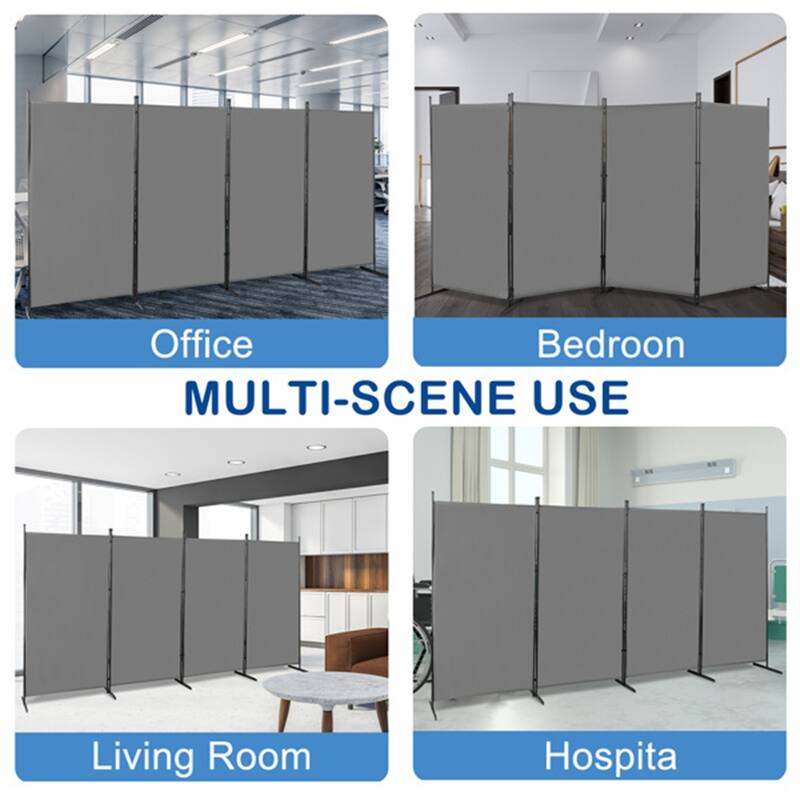 4-Fold Plastic Foot Carbon Steel Frame Foldable Screen - Overstock ...