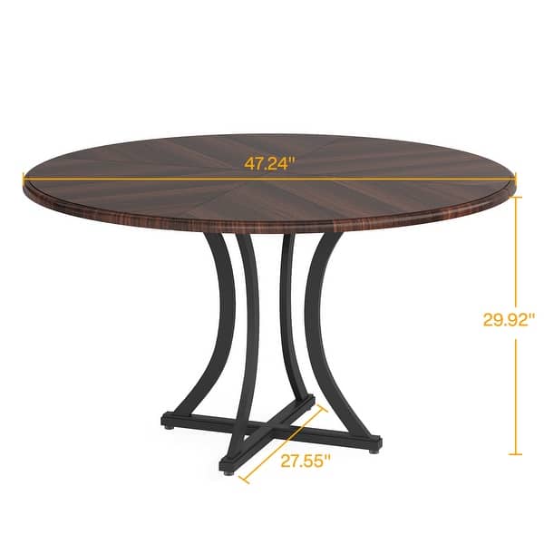 47.24 Inch Dining Table Round Dinner Table for 4-6 People with Metal ...