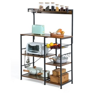 6-Tier Kitchen Pot Rack Bakers Rack, Industrial Coffee Bar Microwave ...