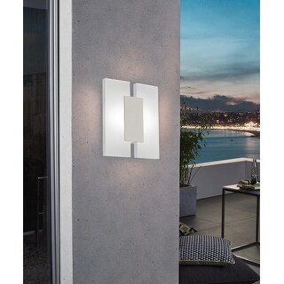 Eglo Metrass LED Wall Light w/ Matte Nickel Finish & White Satin Glass ...