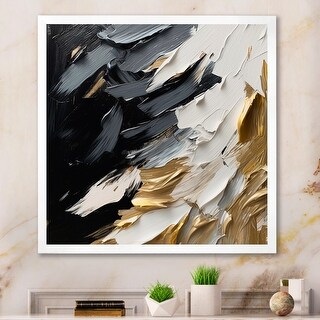 Designart "Rhythm Of Pleasure Abstract Black And Gold" Abstract ...