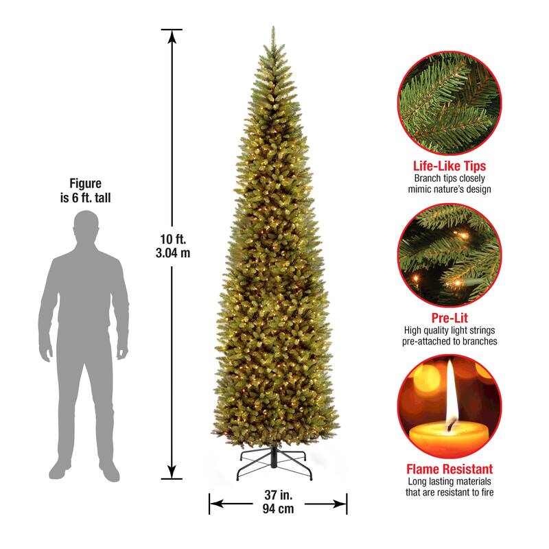 National Tree Company 10 ft. Kingswood Fir Christmas Pencil Tree - 10 ...