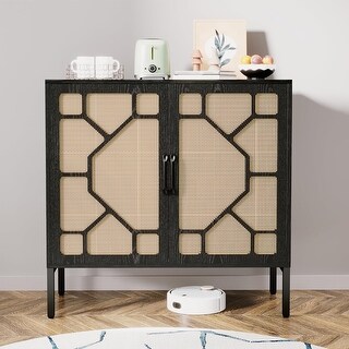 Black Rattan Storage Sideboard Buffet Cabinet - Bed Bath & Beyond ...