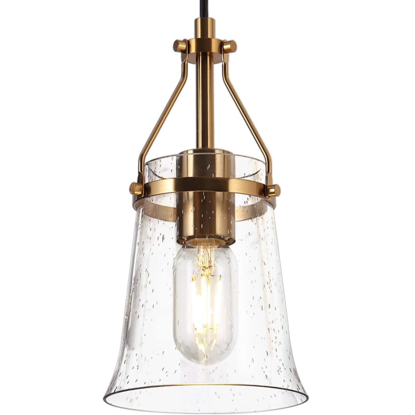Haye Modern Gold 1-Light Glass Pendant Lights for Kitchen Island - D 5. ...
