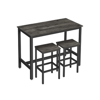 Charcoal Gray Bar Table with 2 Bar Stools - 47.2"L x 23.6"W x 35.4"H ...