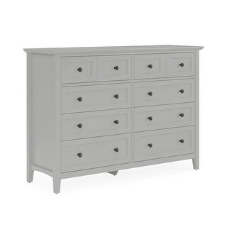 Fritz 60 Inch Dresser, 8 Drawers, Tapered Legs, Inset Panels, Gray Wood ...