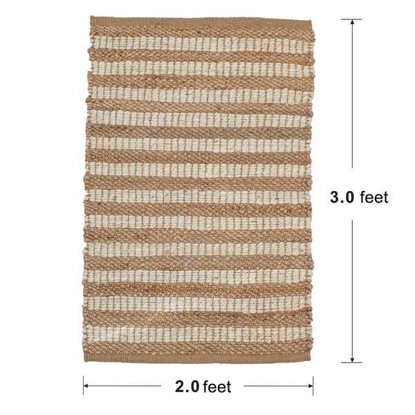 A&B Home Stripe Jute Shuttle Weave Durrie with Fringes - Bed Bath ...