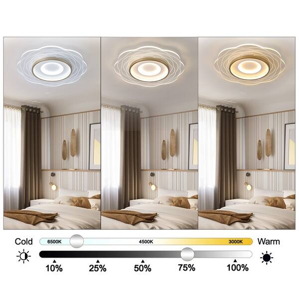 Waves Flush Mount LED Ceiling Light Dimmable with Remote Control - On ...
