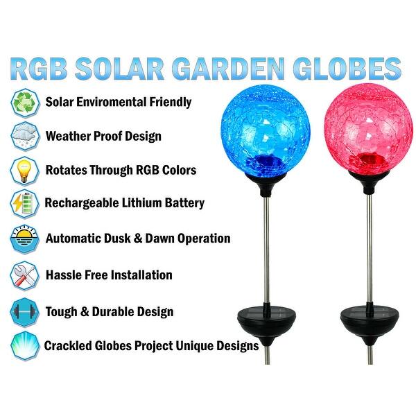 Solar LED Color Changing Crackle Glass Globes Garden Landscaping ...