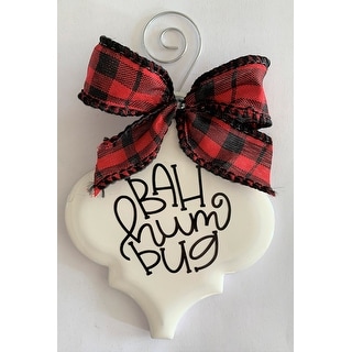 Bah Humbug Christmas Holiday Buffalo Plaid Holiday Ornament Porcelain ...