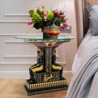 Design Toscano Tut the Egyptian Pharaoh Glass-Topped Sculptural Table ...