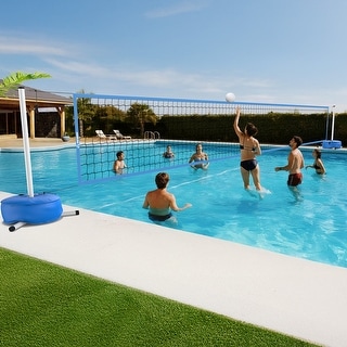 15ft-32ft Portable Pool Volleyball Net Set with Weighted Base Suitable ...