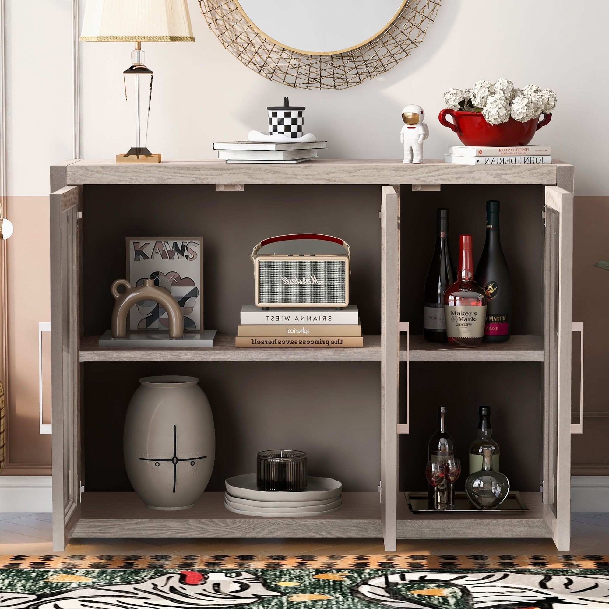 Accent Storage Cabinet Wooden Cabinet with Adjustable Shelf - On Sale ...
