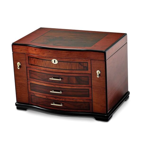 Curata High Gloss Poplar Veneer W/Burlwood Inlay 3-Drawer Swing-Out ...