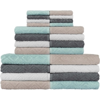 Premium Larue Jacquard Diamond 6 Piece Towel Set - 100% Turkish Cotton ...